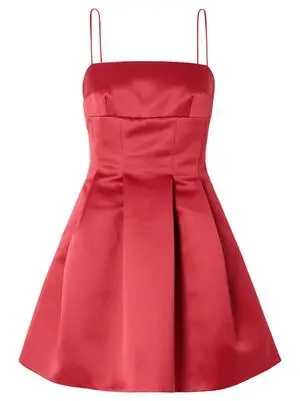 EMILIA WICKSTEAD Honor Pleated Duchesse-satin Mini Dress - Red
