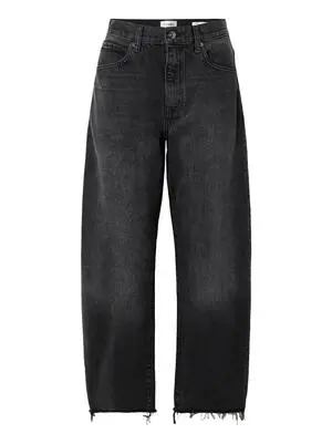 FRAME The Bubble Cropped High-rise Jeans - Black