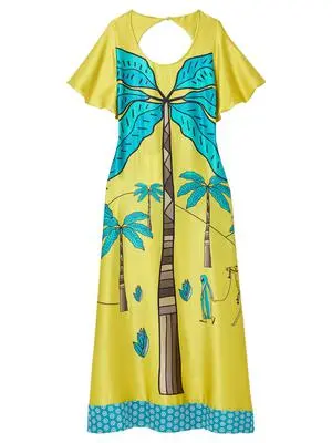 CRISTIANO MARCHELI Brigitte Open-back Printed Silk-satin Maxi Dress - Yellow