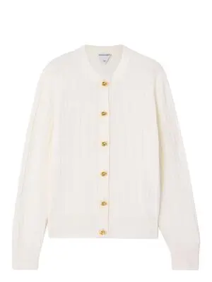 Bottega Veneta Ribbed Wool Cardigan - Off-white