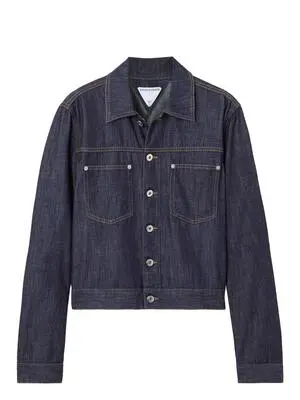 Bottega Veneta Intrecciato Suede-trimmed Denim Jacket - Blue