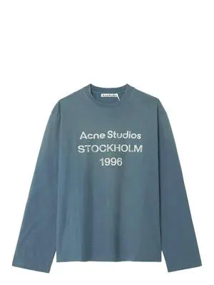 Acne Studios Printed Organic Cotton And Hemp-Blend Jersey T-Shirt Navy
