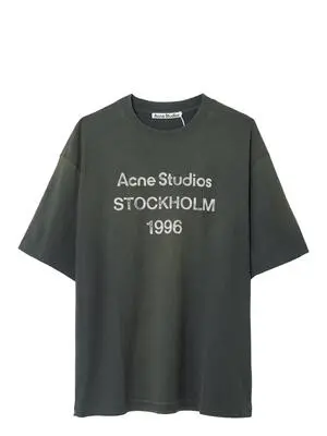 Acne Studios Printed Distressed Organic Cotton-jersey T-shirt - Gray