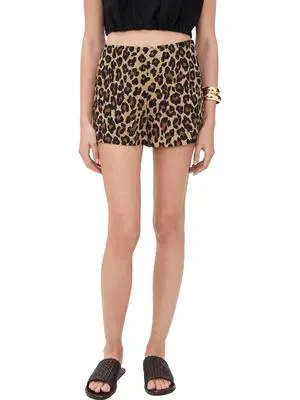 SIMONMILLER Mina Leopard Print Linen Shorts