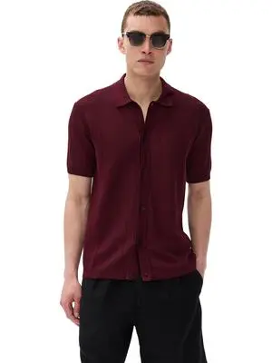Orlebar Brown Tiernan Knit Button Down Polo - Damson