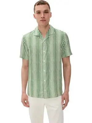 Orlebar Brown Hibbert Shore Stripe Shirt - Caddie Green/white