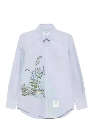 Thom Browne Embroidered-motif Shirt - Blue