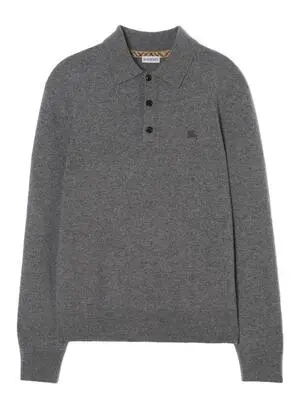 Burberry Long-sleeve Cashmere Blend Polo Shirt Grey