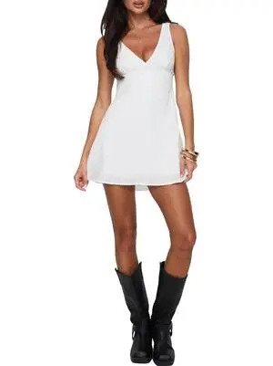 Princess Polly Pintuck Cotton Minidress - White