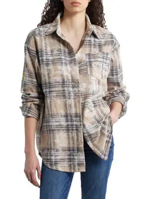 NIKKI LUND Plaid Button-up Shirt - Gray