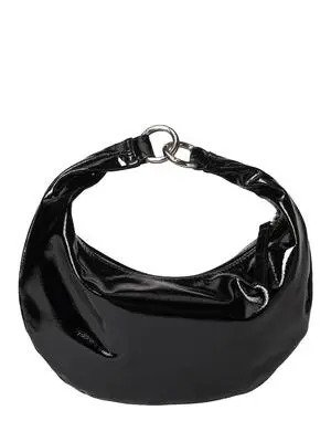 HYER GOODS Mini Leather Convertible Hobo Ring Bag - Black Naplak