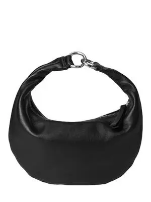HYER GOODS Mini Leather Convertible Hobo Ring Bag - Black/silver