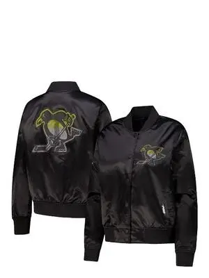 PRO STANDARD Pittsburgh Penguins Rhinestone Jewels Satin Full-snap Jacket - Black