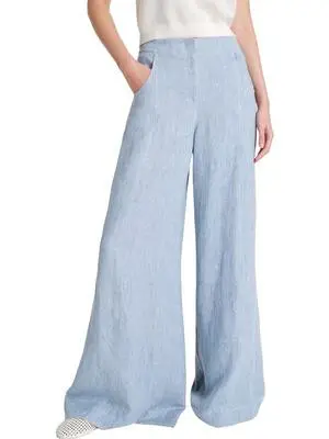 TWP Hemp Wide-leg Trousers - Light Indigo