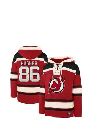 '47 47 Jack Hughes New Jersey Devils Lace-up Hoodie - Red