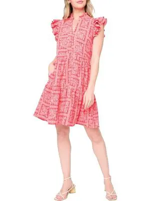 GIBSONLOOK Scarf Print A-line Dress - Red Scarf Print