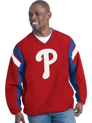 G-III SPORTS BY CARL BANKS Philadelphia Phillies V-neck Pullover - Red