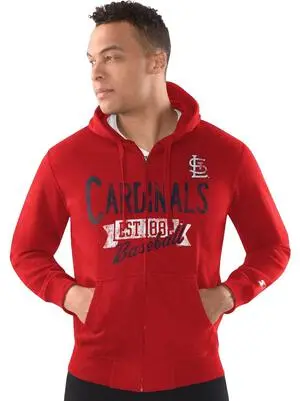 STARTER St. Louis Cardinals Distressed Full-zip Hooded Jacket - Red