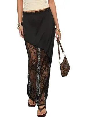 Princess Polly Castelli Lace Maxi Skirt - Black