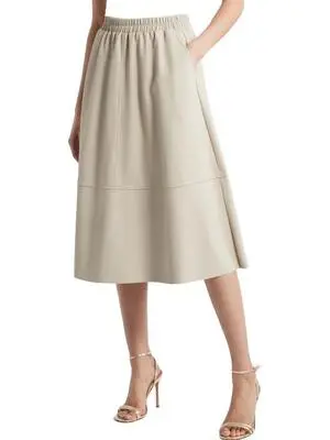 NIKKI LUND Agnes Faux Leather A-line Skirt - Ivory