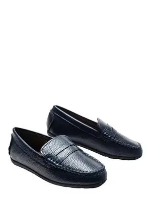 MOUSTACHE Leather Penny Loafers - Navy