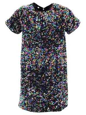 LOLA + THE BOYS Sequin Short-sleeve Dress - Black