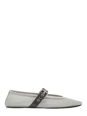 Miu Miu Mesh Buckle Mary Jane Ballerinas - Slate