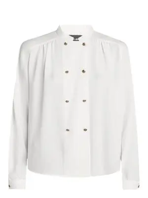 Giorgio Armani Double-breasted Silk Blouse - Solid White