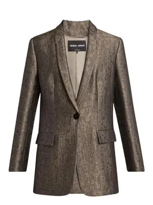 Giorgio Armani Geometric Silk Jacquard Single-breasted Blazer - Black