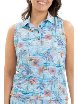 Kenny Flowers Sleeveless Golf Polo - Blue