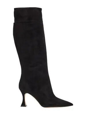 Manolo Blahnik Miralonepla Suede Knee Boots - Black