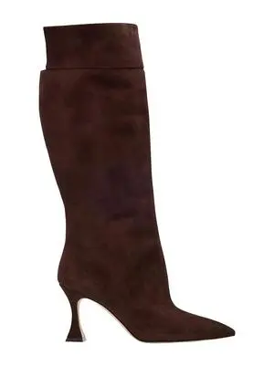Manolo Blahnik Miralonepla Suede Knee Boots Brown