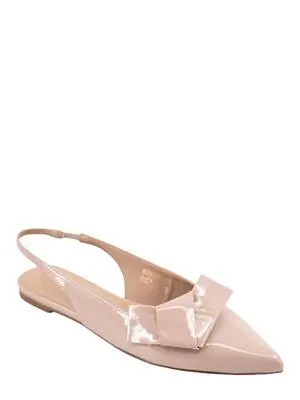 SHU SHOP Audrey Pointed Toe Slingback Flats Beige Patent