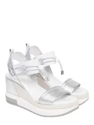 NEROGIARDINI Platform Wedge Sandals - Silver