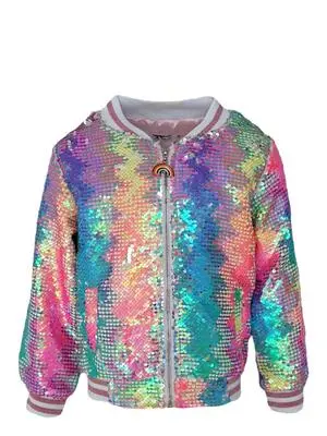 LOLA + THE BOYS Kaleidoscope Sequin Bomber Jacket - Pink