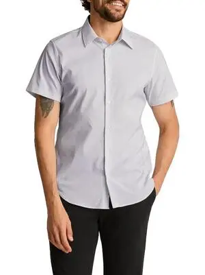 Bonobos Tech Slim Fit Microdot Short Sleeve Performance Button-up Shirt - Fine Dot - Blue Hawaii