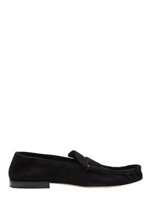 THE ROW Calf Suede Slip-on Loafers - Black