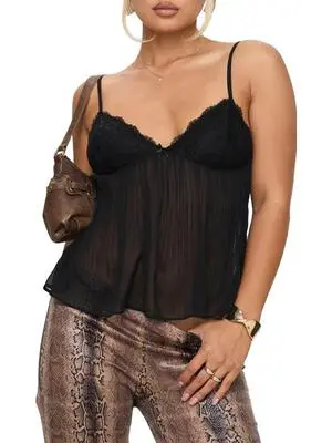 Princess Polly Zami Pleat Babydoll Camisole - Black