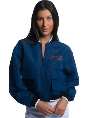 LUSSO Houston Astros Paisley Cropped Full-zip Jacket - Navy