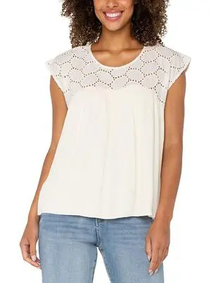 LIVERPOOL Eyelet Dolman Sleeve Blouse - Vanilla Eyelet