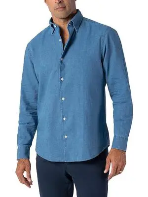 Robert Talbott Morgan Linen-cotton Shirt - Light Denim Bleached Wash