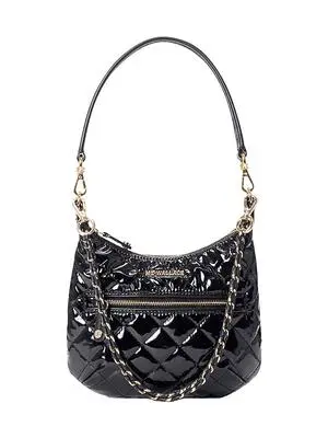 Mz Wallace Mini Crosby Top Handle Bag Black Lacquer/matte Black