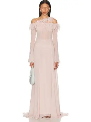 Blumarine Sheer Maxi Dress - Skin Pink