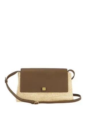 Khaite Audrey Raffia Crossbody Bag - Natural & Olive