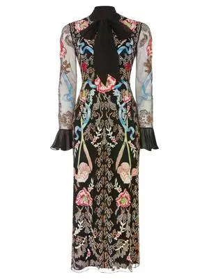 TEMPERLEY LONDON Bilbao Tie Midi Dress - Black