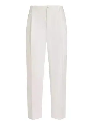 Dolce & Gabbana Linen Tapered Trousers - White