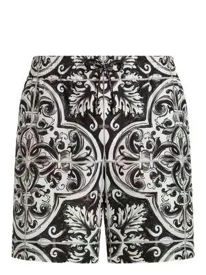 Dolce & Gabbana Graphic-print Swim Shorts - Black