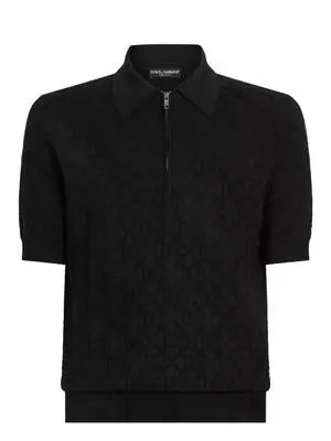 Dolce & Gabbana Logo-jacquard Polo Shirt - Black