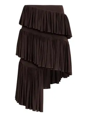 ALAÃA Spiral Ruffle Midi Skirt - Brown