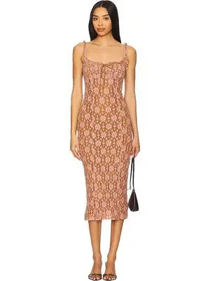 Free People Lucinda Lace Midi Dress - Ginger Combo